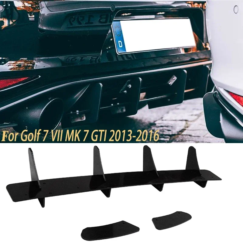 Glossy-Black-Car-Rear-Bumper-4-Fins-Diffuser-Rear-Side-Splitters ...