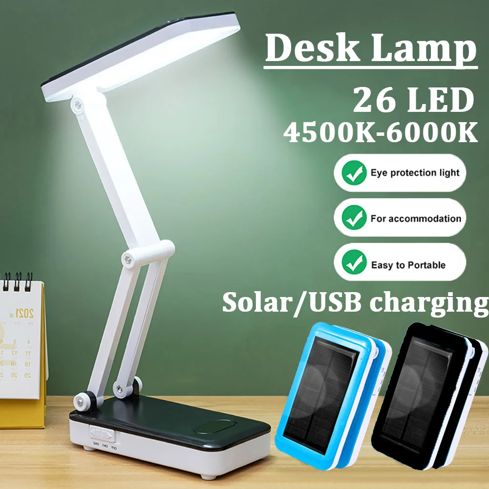 LED Table Lamp Solar Battery Rechargeable Foldable Adjustable USB ...