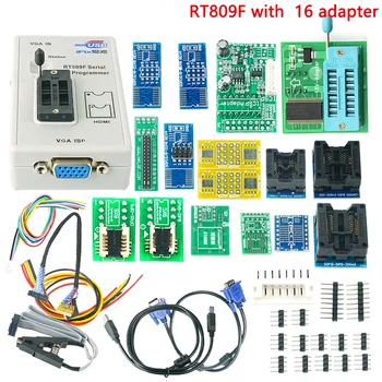 Original New RT809F ISP Programmer + 16 Adapter Icsp Bios Programmer RT809 lcd Usb Chip Eeprom ...