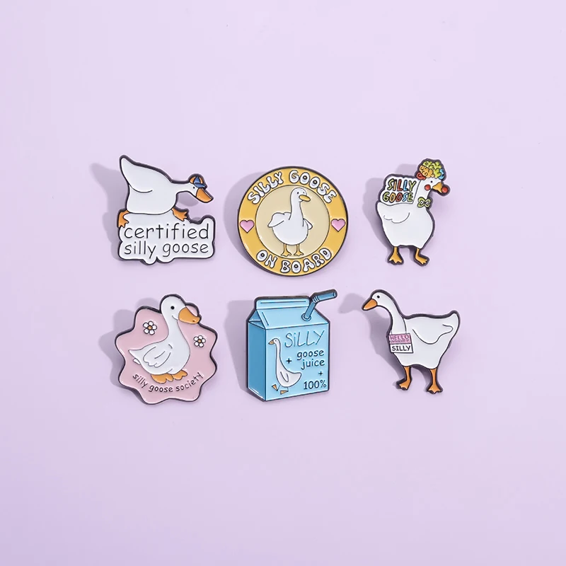 Flower-Goose-Cartoon-Enamel-Pins-Cute-Creative-Duck-Animal-Lapel-Badge ...