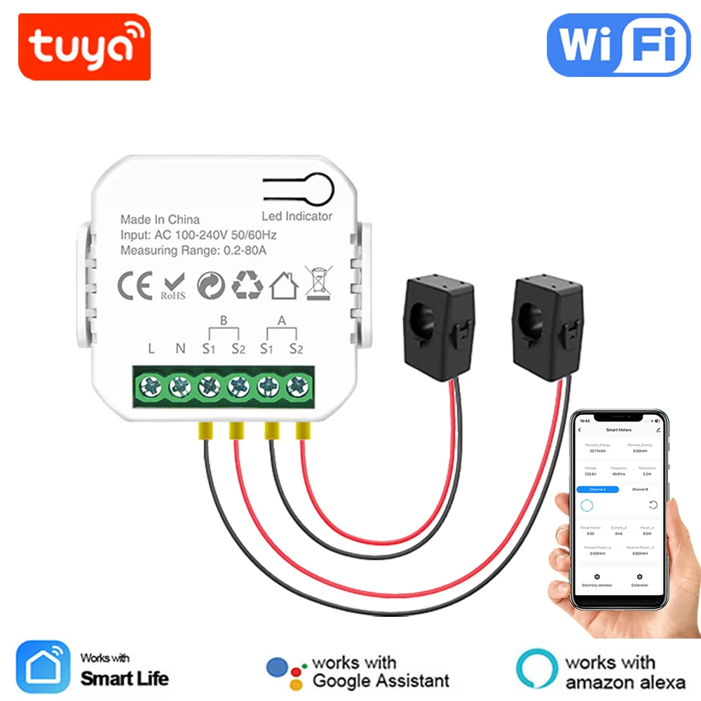 Tuya-Smart-Life-WiFi-Energy-Meter-120A-Bidirectional-2-Channel-with ...
