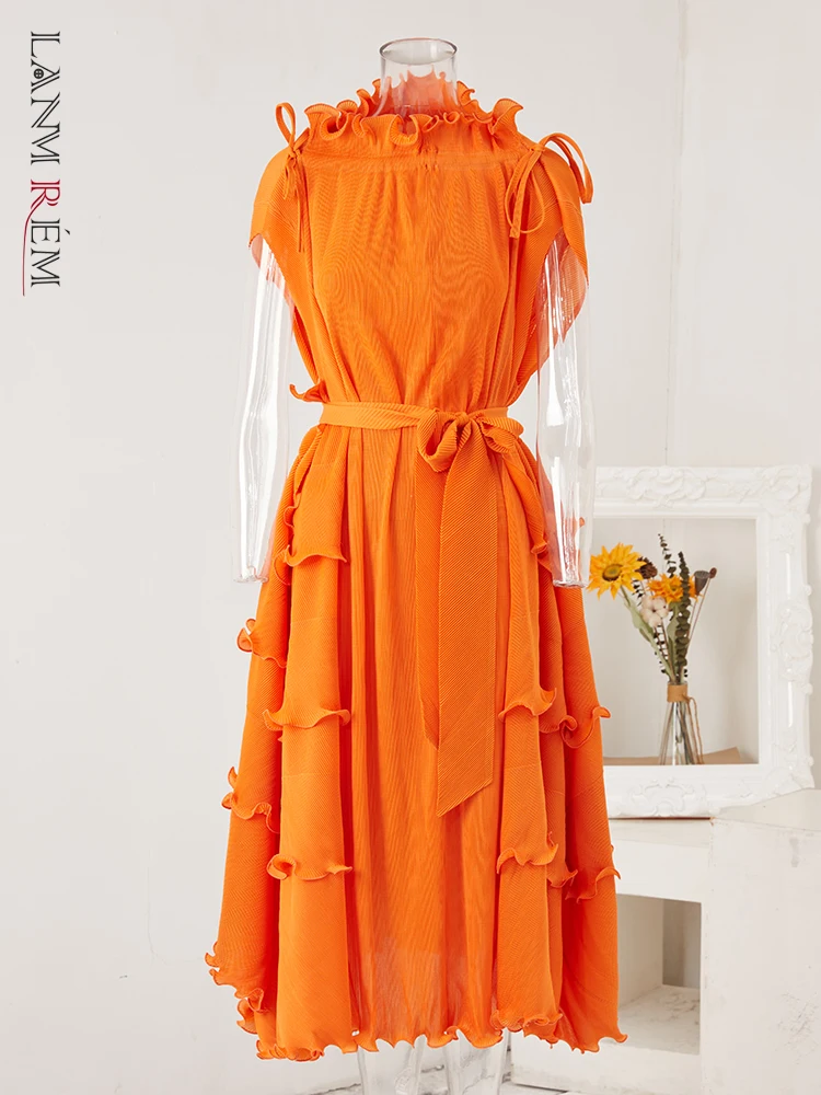 LANMREM-2024-Spring-Pleated-Dress-Female-Loose-Bandage-Design-Long ...