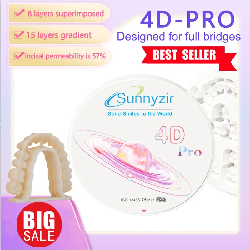 Sunnyzir 4D Pro Multilayer Dental Zirconia Block Zirconia Blank CADCAM ...