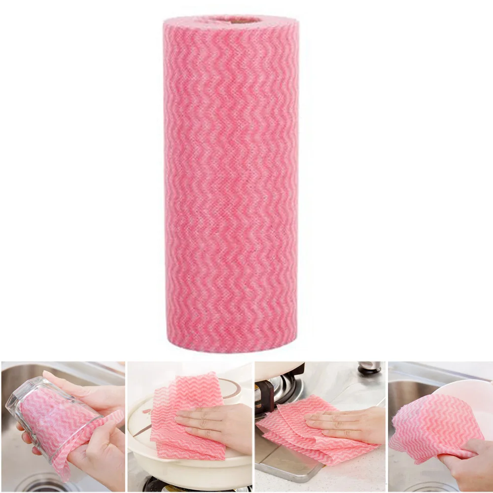 50pcs/roll Reusable Housework Flooring Lazy Rag Bamboo Towels Kitchen ...