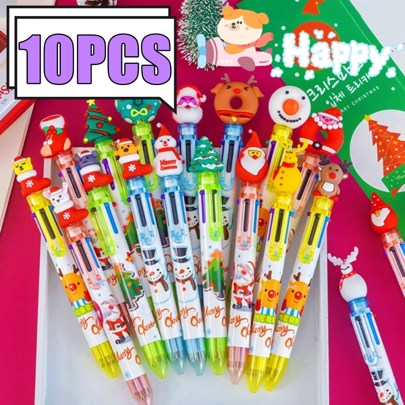 New-10-1PC-Retractable-Multicolor-Pen-Christmas-Ballpoint-Pen-Santa ...