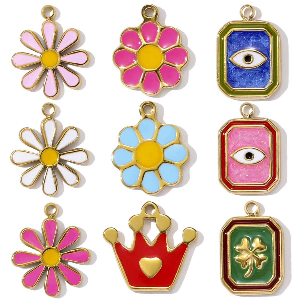 3pcs/Lot Fashion Stainless Steel Enamel Sunflower Daisy Necklace ...