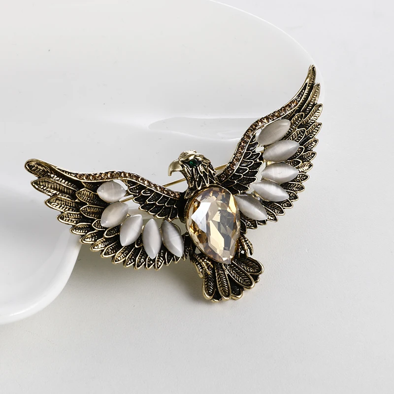 EASYA-Owl-Eagle-Shape-Charm-Brooches-Alloy-Inlaid-Crystal-Gems-Vintage ...