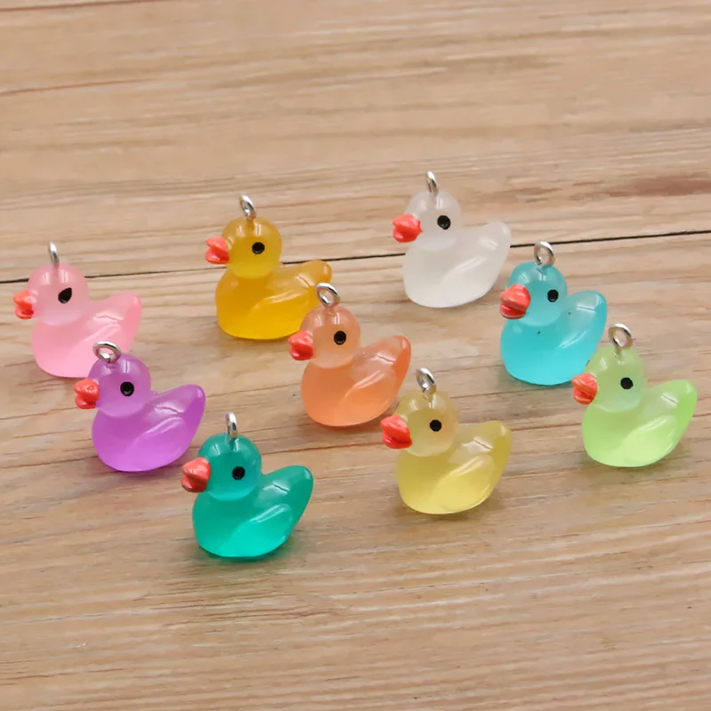 10Pcs-19X20MM-9-Color-Noctilucent-Duck-Resin-Earring-Charms-Diy ...