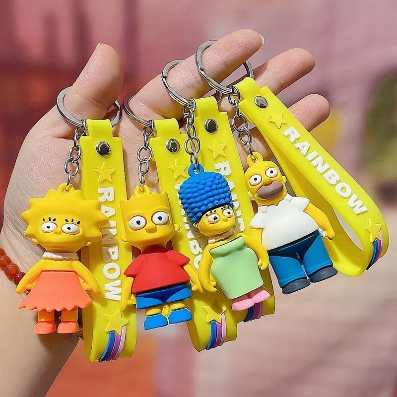 Cartoon Anime The Simpsons Pendant Kawaii Keychains Holder Car Key ...