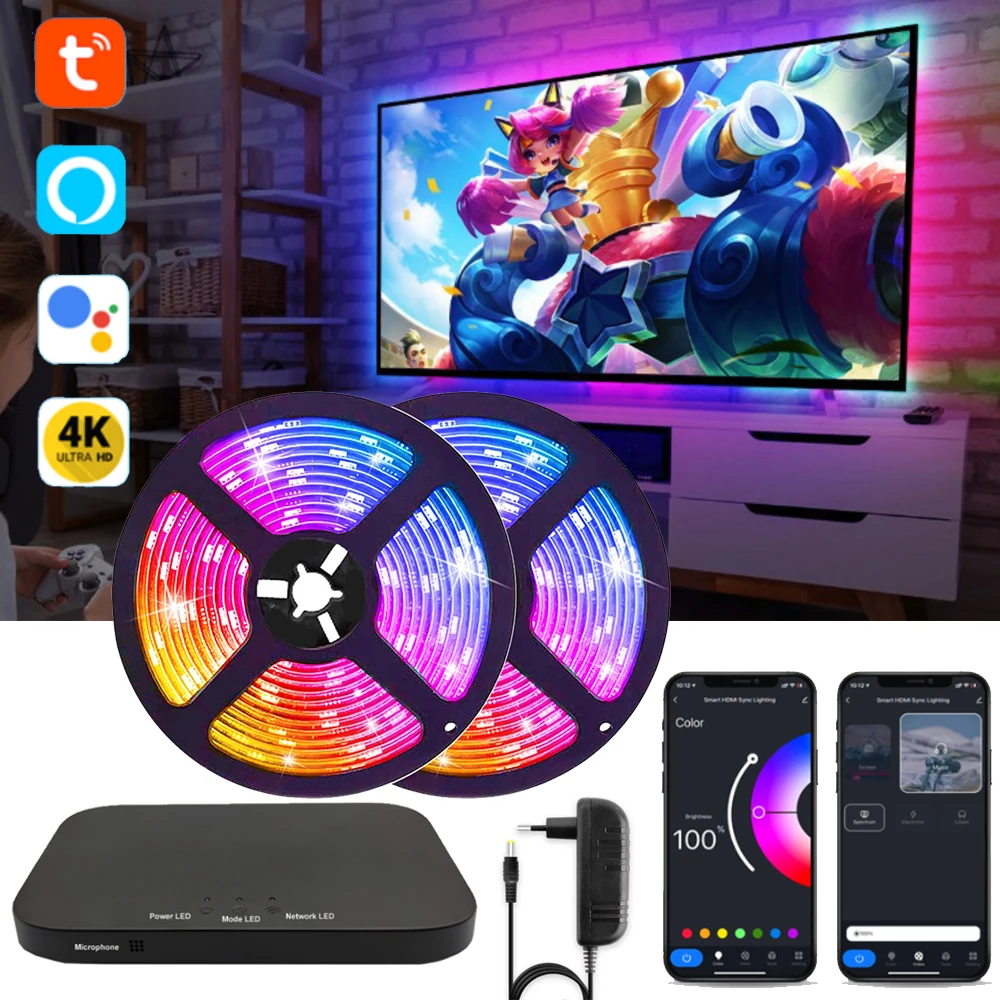 2024-Tuya-Wifi-Ambient-TV-PC-Backlight-RGB-Led-Strip-For-HDMI-Devices ...