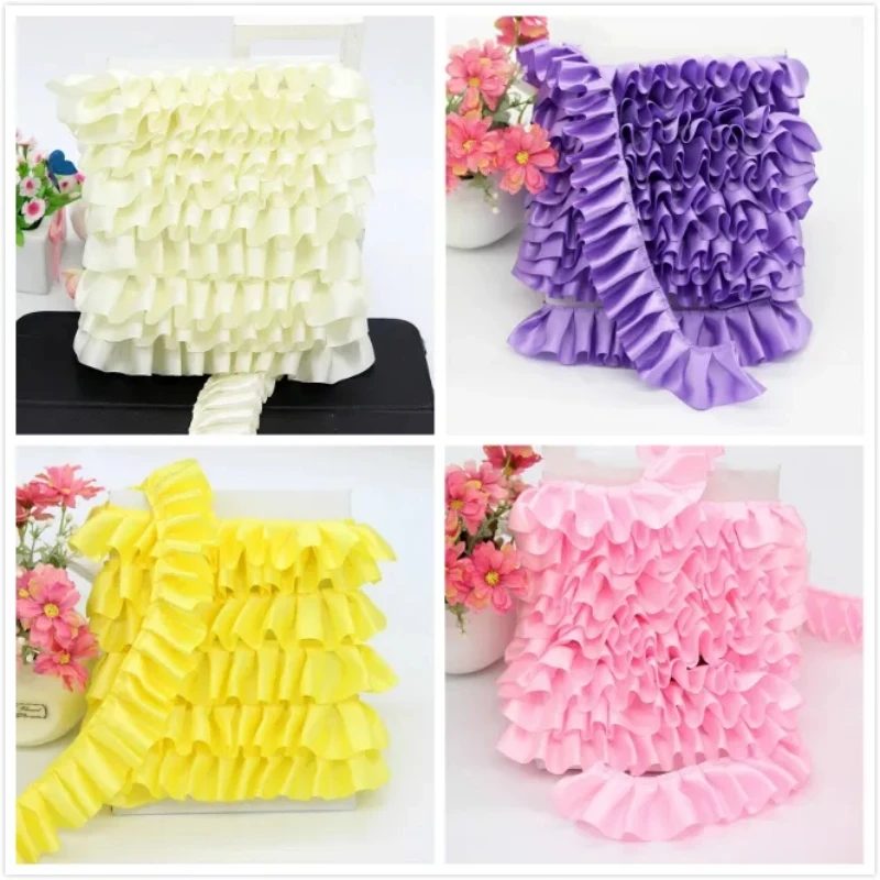 4cm-Wide-Multicolor-Chiffon-Ribbon-Pleated-Lace-Fabric-DIY-Doll-Dress ...