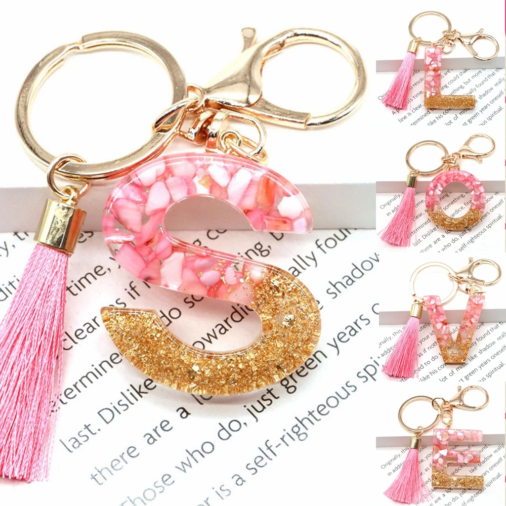 A-To-Z-Pink-Letters-Keychain-Women-Wallet-Charms-26-Initials-Alphabet ...