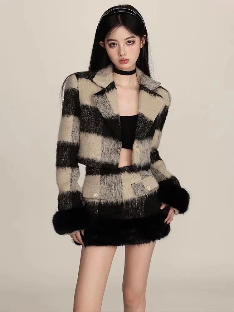 Plaid Wool Suit Jacket Women's Short Autumn&winter New Temperament High ...