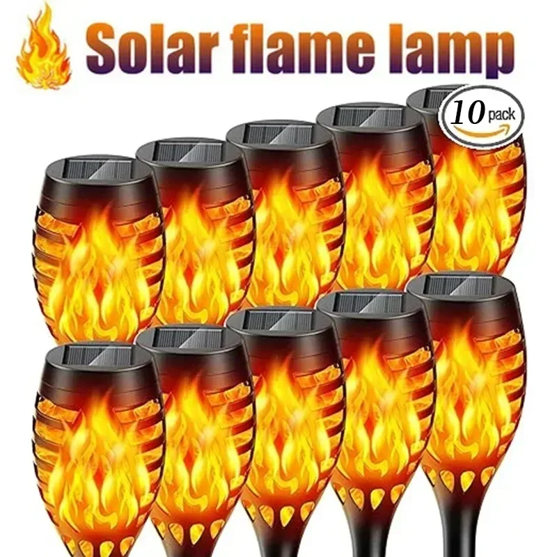 1-10Pack-Solar-Flame-Light-Outdoor-96-12-LEDs-Flickering-Torch ...