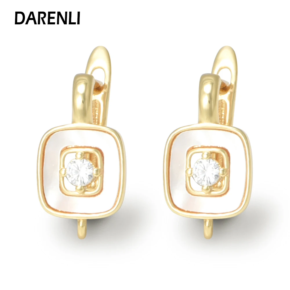 DARENLI-Square-Natural-Shell-Earring-Hooks-With-Zircon-Nickel-Free-DIY ...