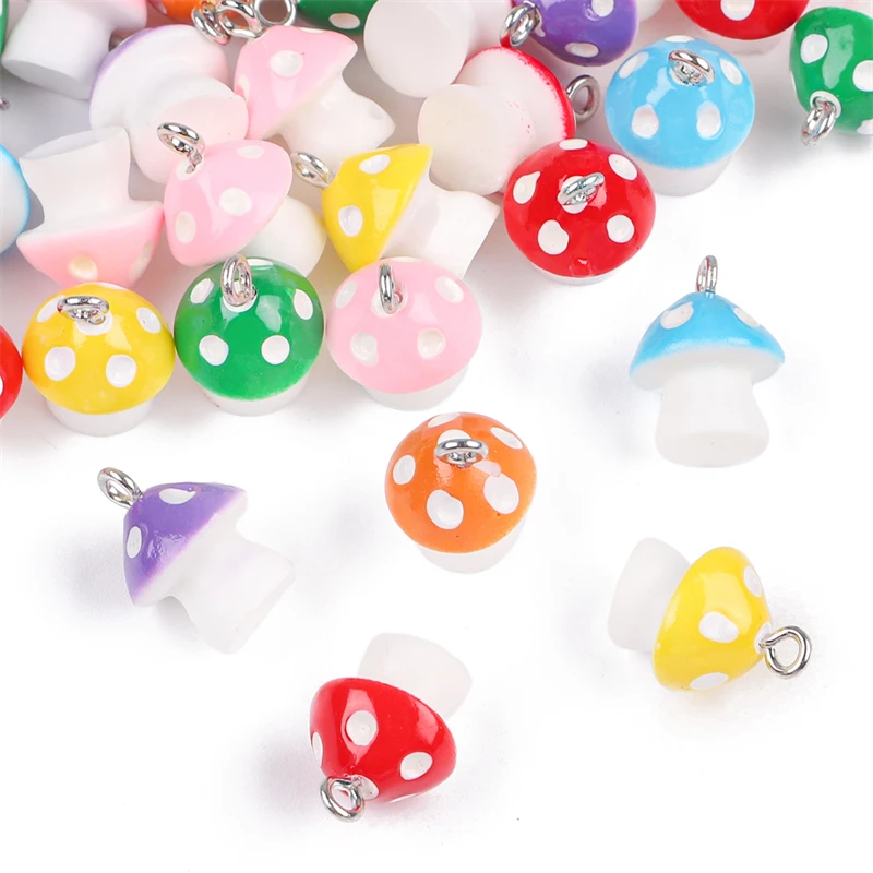 6-10pcs-Cute-Mushroom-Charms-Beads-Resin-Pendant-for-Necklace-Bracelet ...