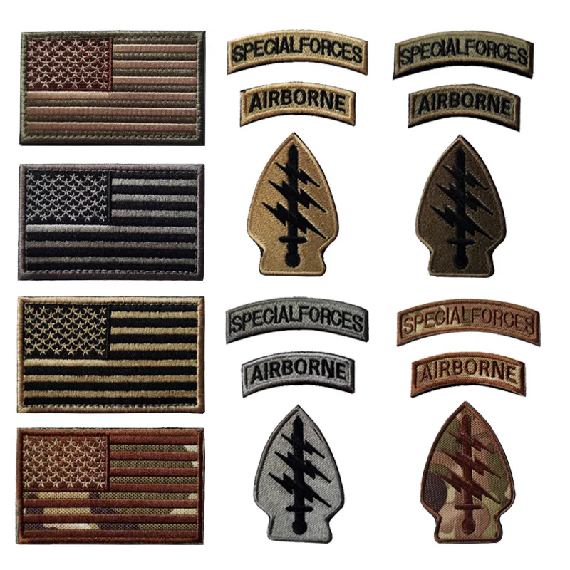 American-Flag-Lightning-Specialforces-Embroidery-Hook-and-Loop-Patches ...