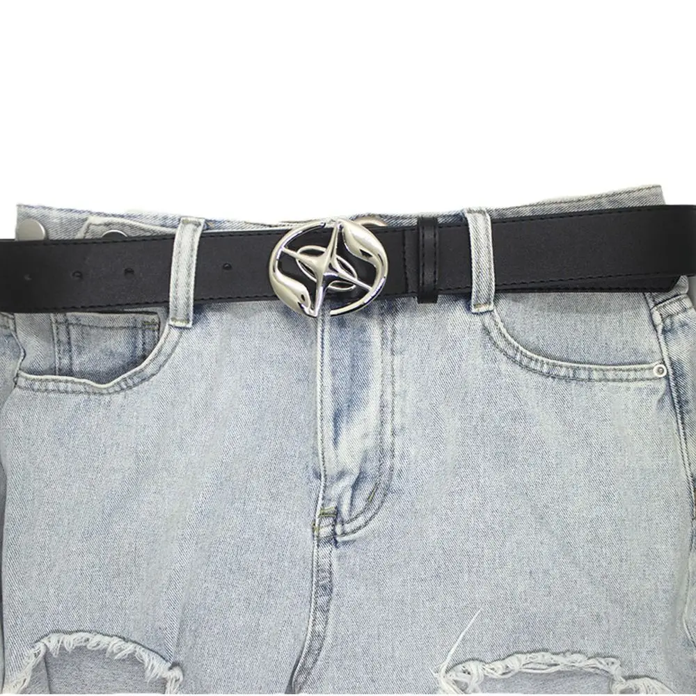 Planet Metal Buckle PU Leather Wide Side All match Korean Waist Belts ...