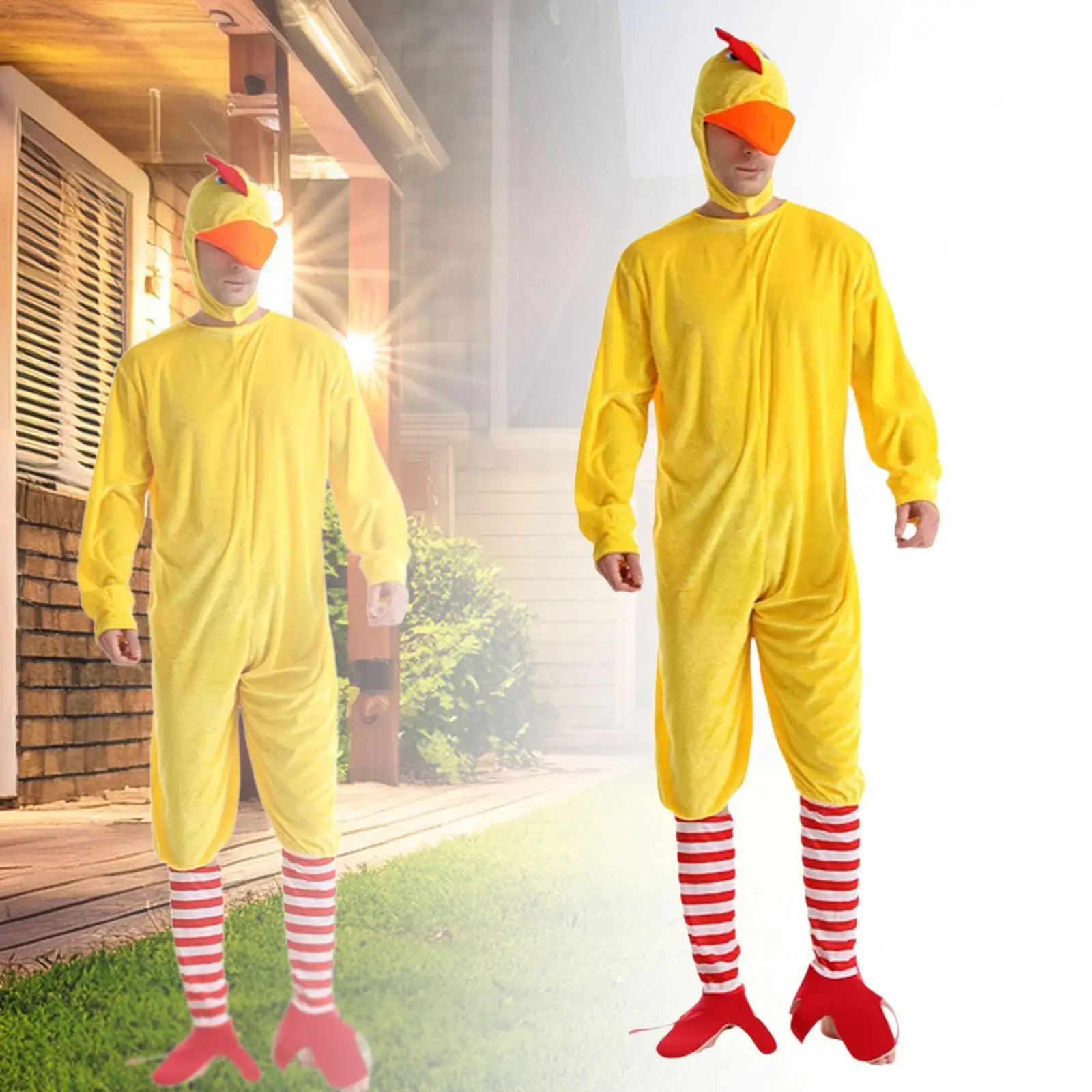 Men Chicken Cosplay Costume Chicken Jumpsuit for Halloween Role Play ...