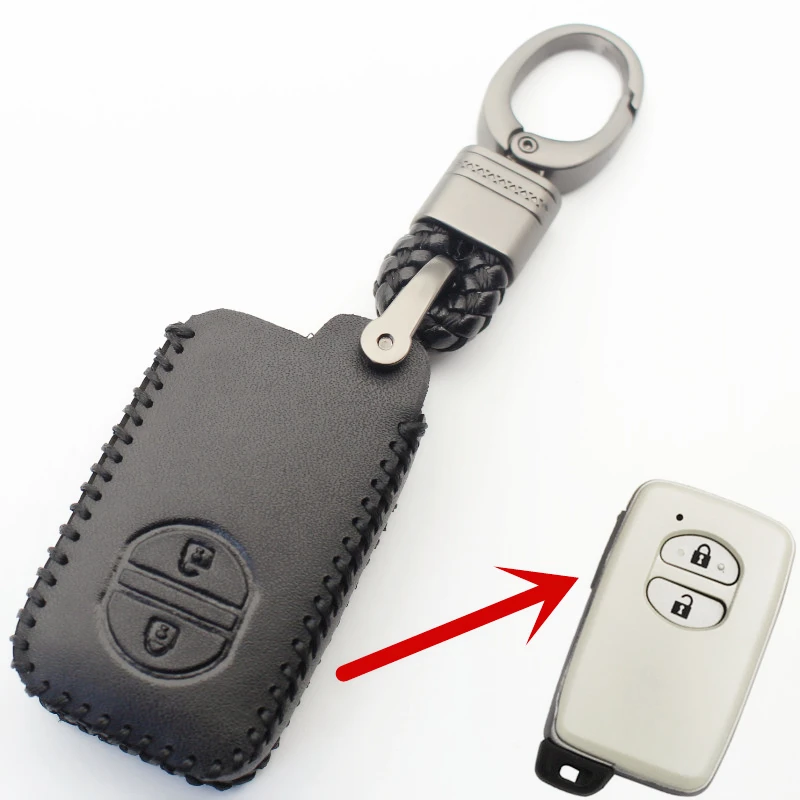 Genuine-Leather-2Button-Smart-Key-Case-Cover-For-Toyota-Prius-Aqua-IQ ...