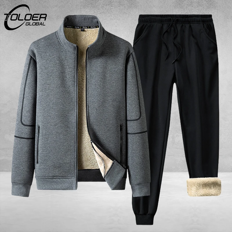 Warm Sport Suit Men 2 Pieces/Set Winter Track Suits 2023 New Thermal ...