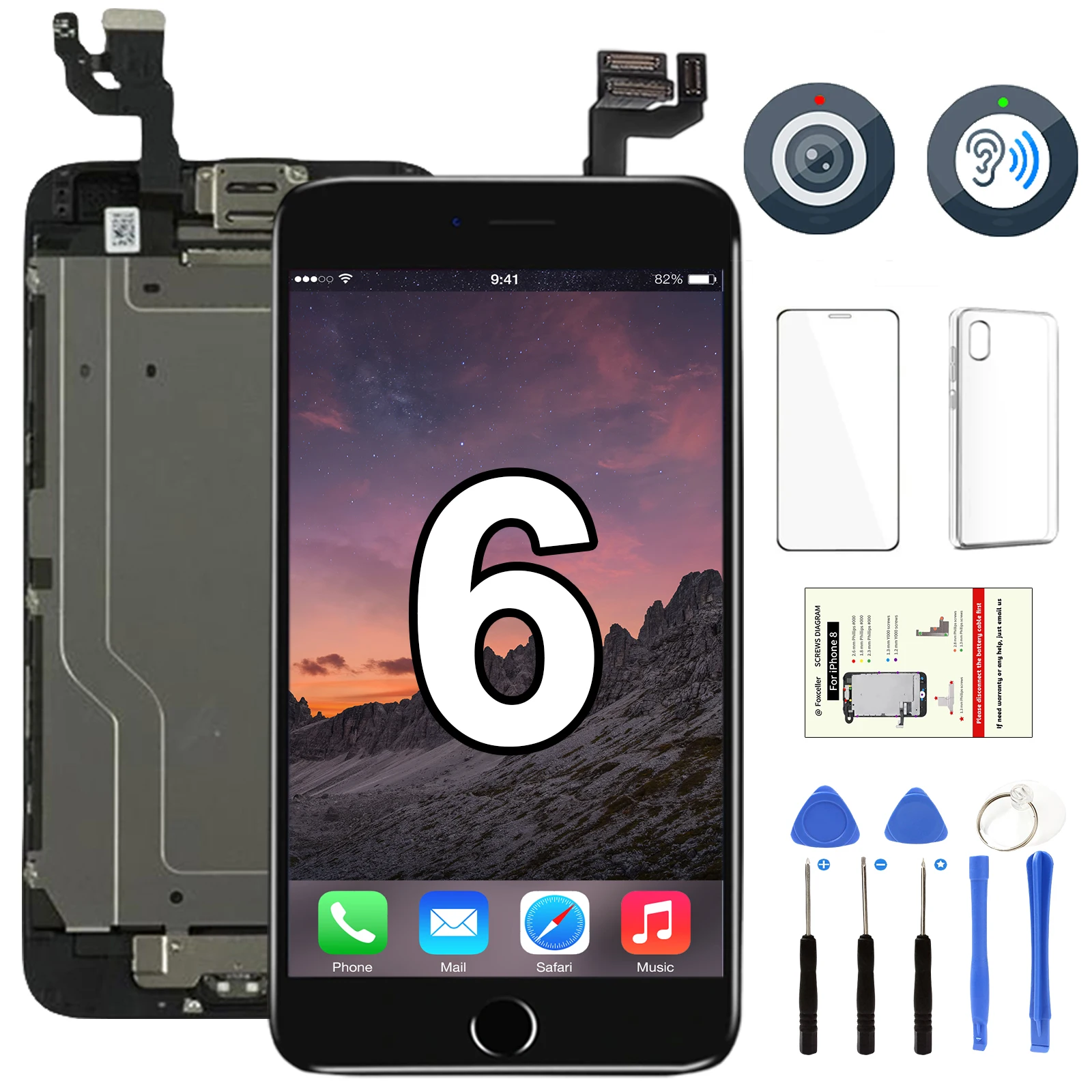 Full Set Display For iPhone 6 6G LCD Screen Replacement Touch Digitizer ...