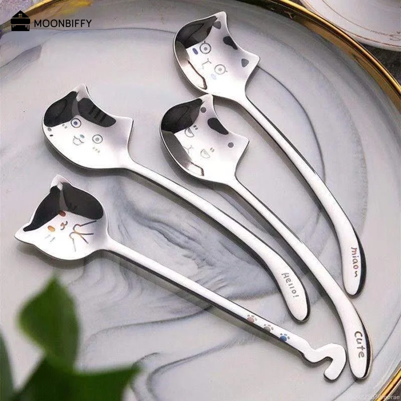 Mini Coffee Spoon Accessories Stirring Cute Cat Dessert Spoon 304 ...