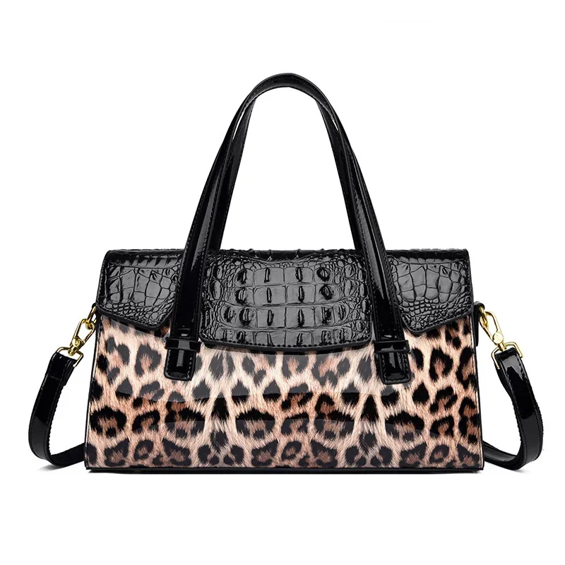New-Fashion-leopard-Women-Handbags-European-Design-Patent-Leather ...