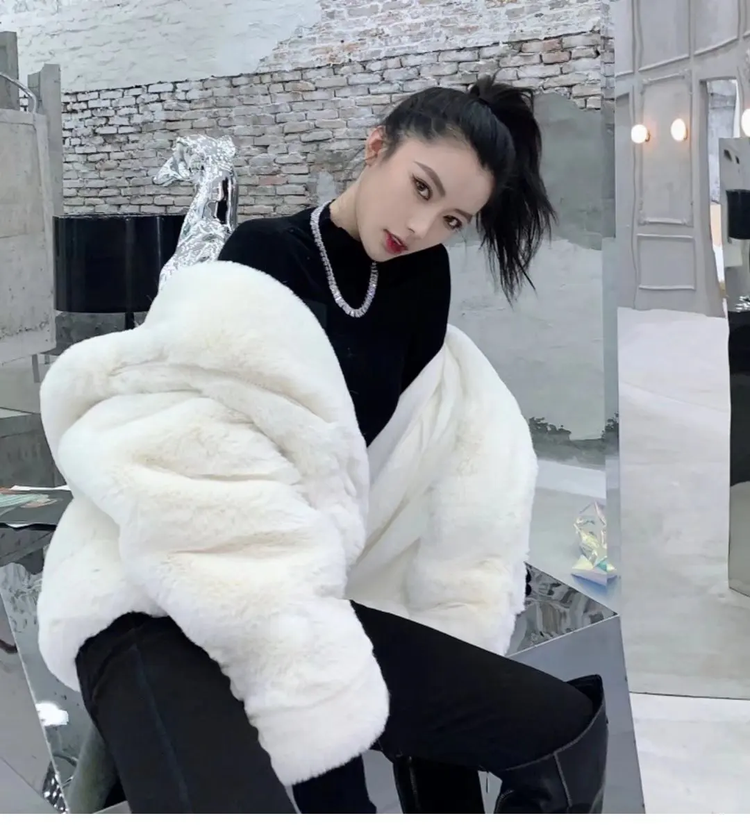 MANTEAU CABAN PARDESSUS Vison épaissi veste en velours pour femmes ...