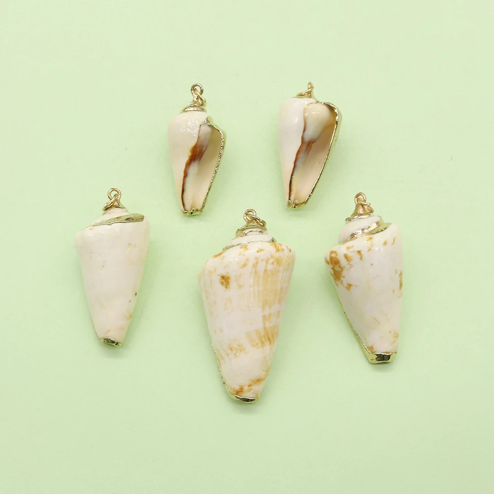 Natural-Conch-Cowrie-Shell-Pendant-Jewelry-Accessories-Gold-Color ...