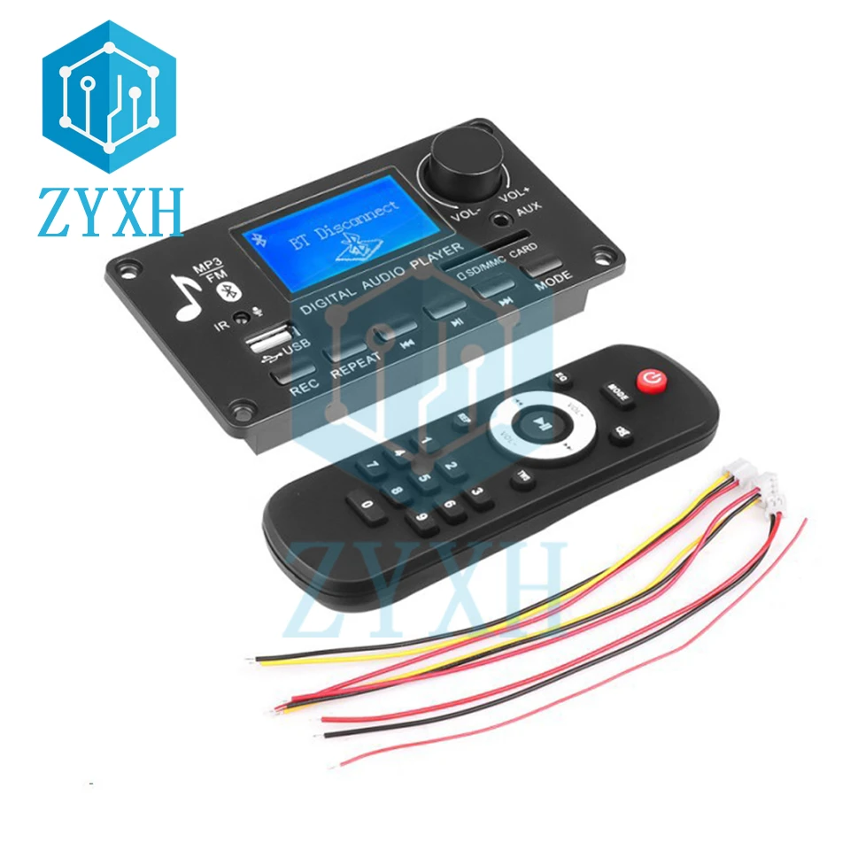 Bluetooth 5.0 Car MP3 Decoder Board DC 12V LCD Color Screen FM Radio ...