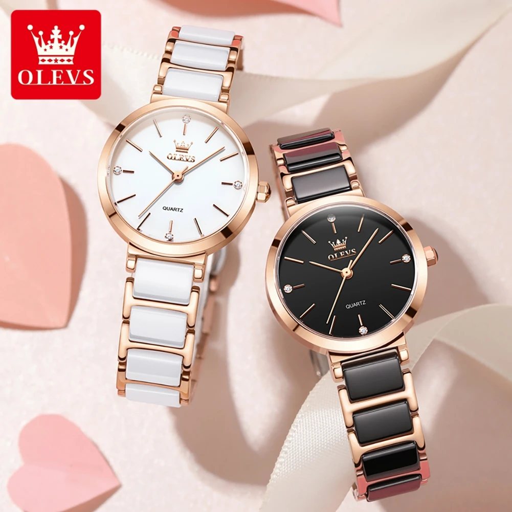OLEVS 5877 Women Watch Luxury Quartz Watch Exquisite Elegant Rose Gold ...