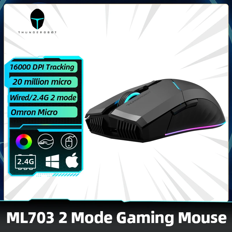 Thunderobot ML703 Wireless Gaming Mouse 2.4G Wireless Wired RGB Gamer ...