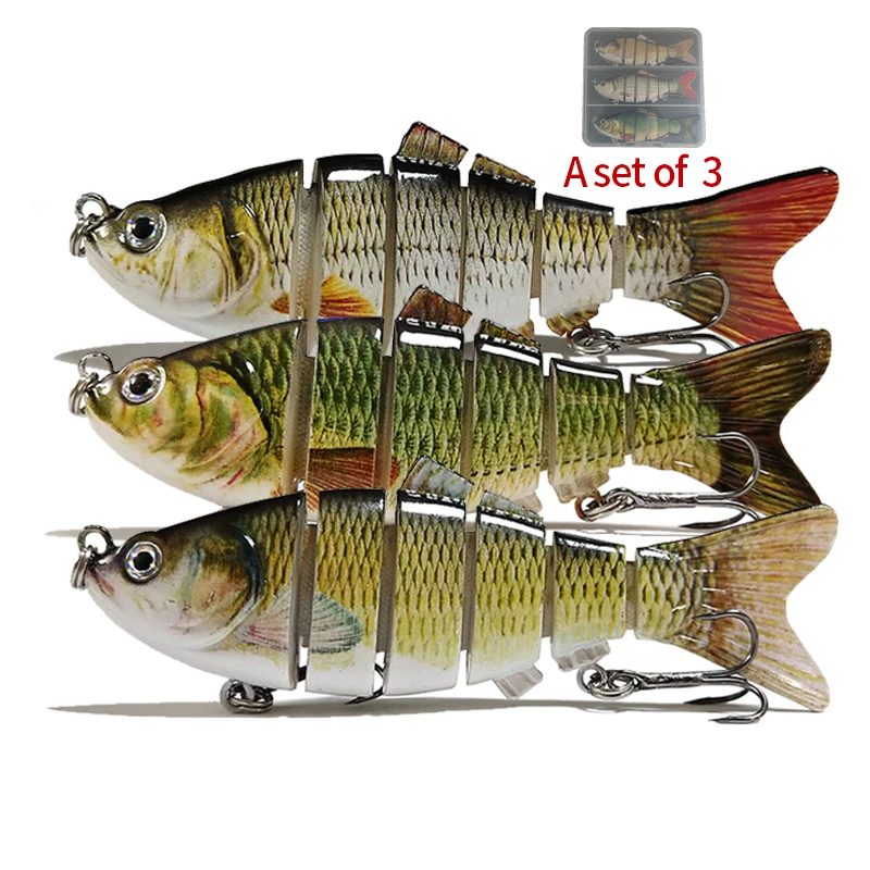 3Pcs High-Simulation Multi-Section Bionic Bait 10Cm/20G Segmented ...