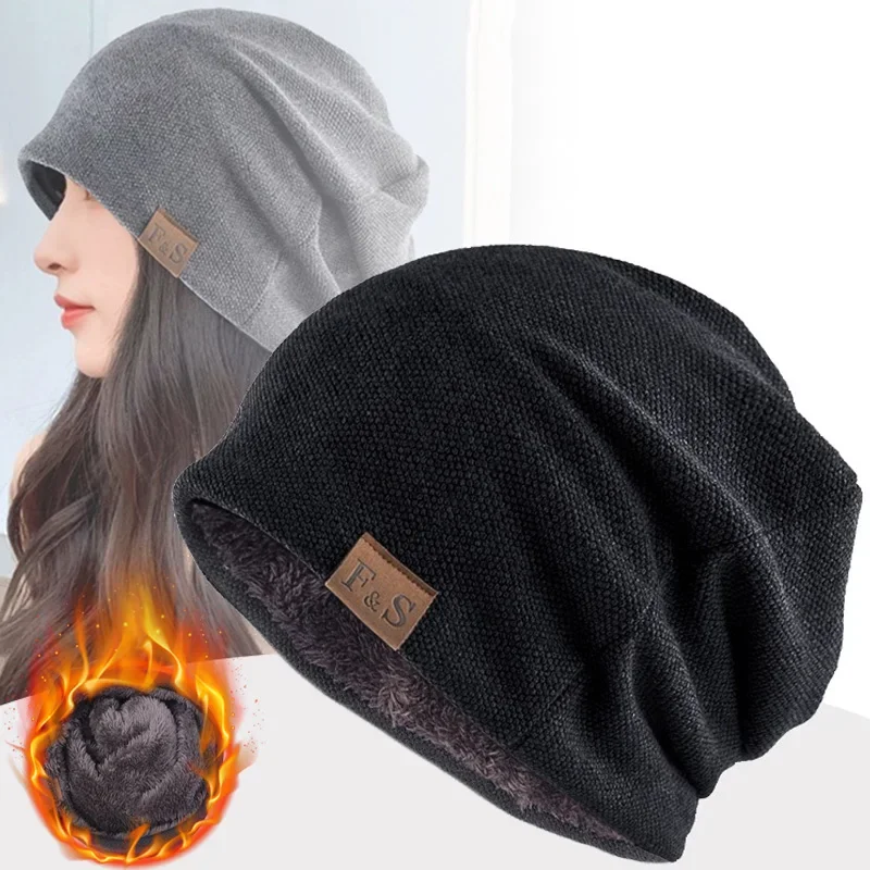 Winter-Bonnet-Hat-for-Men-Women-Fleece-Lining-Thick-Warm-Solid-Color ...