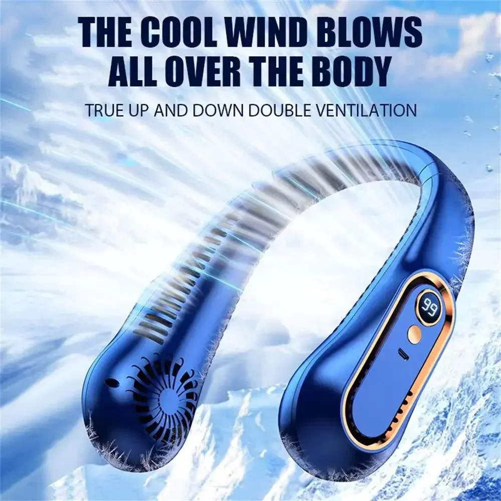 Portable-Mini-Hanging-Neck-Fan-Digital-Display-Power-Ventilador ...