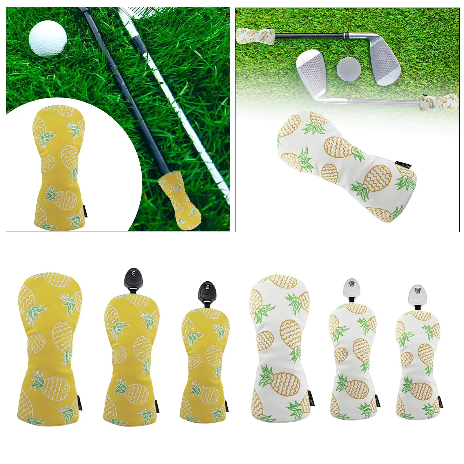 Golf Head Cover Pineapple Golf Wood Headcover Golfer Gift Golf Cue ...