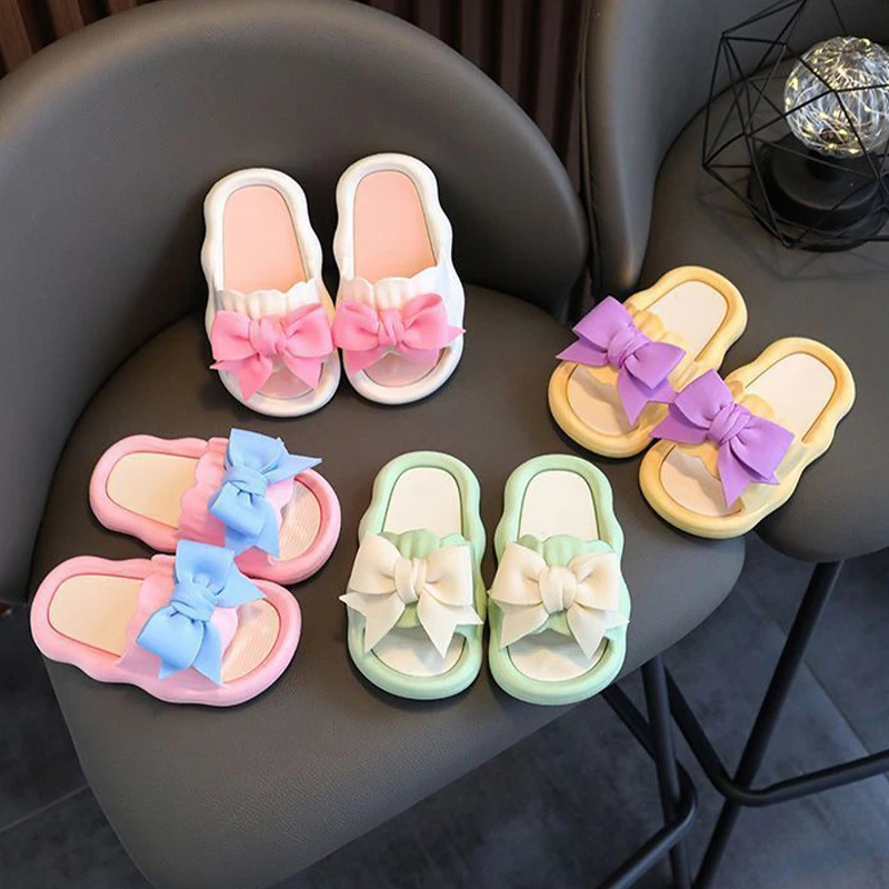 Children-Slippers-Girls-Wearing-Soft-Soled-Slippers-Outside-Cute-Bow ...