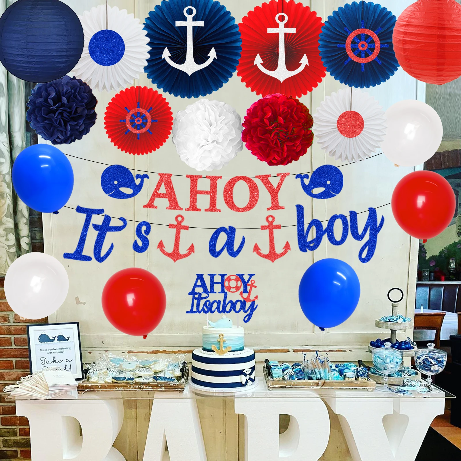 Ahoy Its A Boy Banner
