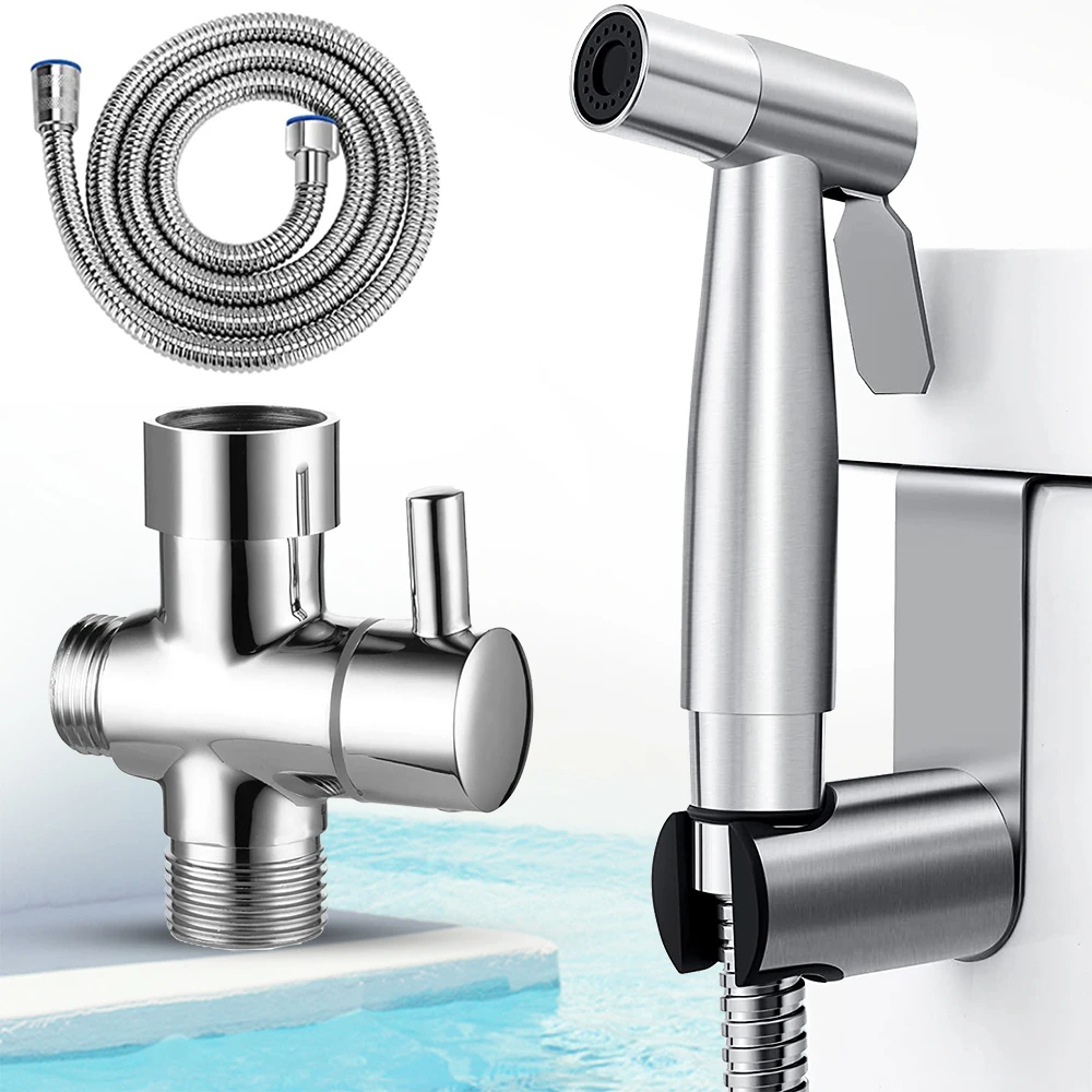 Handheld Toilet Bidet Sprayer Set Kit Stainless Steel Hand Bidet Faucet ...
