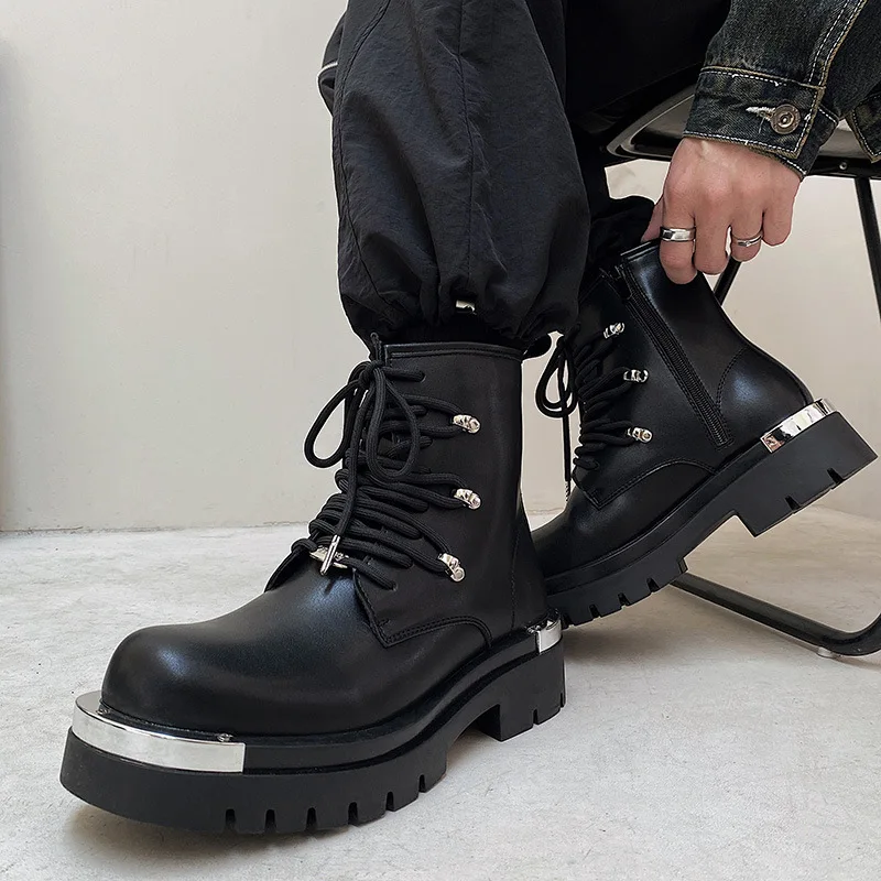Metal-Design-Derby-Shoes-Men-Platform-Ankle-Boots-Punk-Style-Male ...