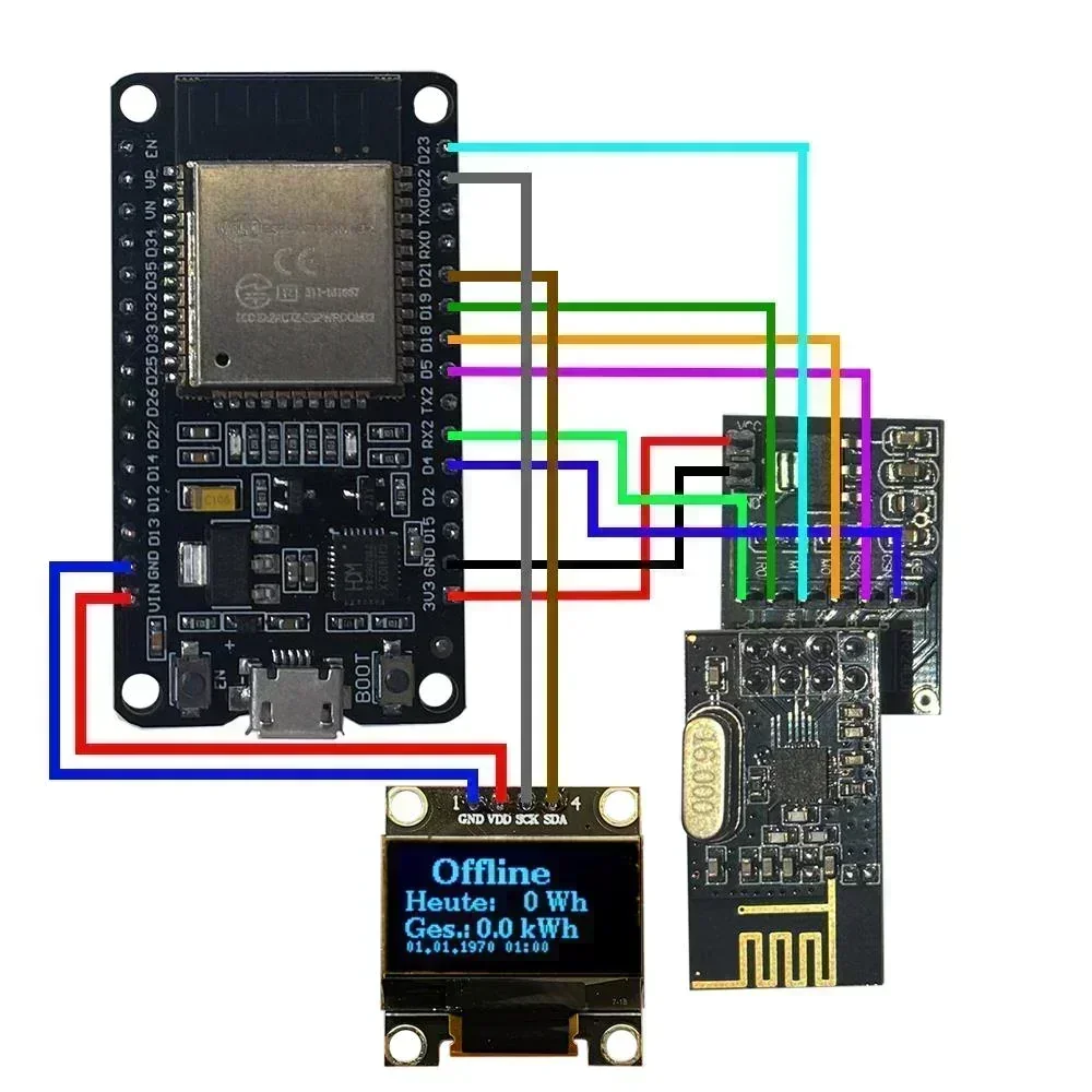 ESP32-NRF24L01-OpenDTU-For-DIY-Kit-With-Cable-Display-Module-Socket-PV-Modules-Solar-Power ...