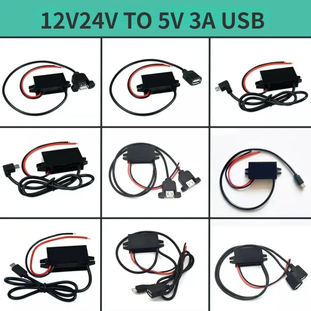 Car USB Power Adapter with Reverse Protection – 12V24V to 5V 3A DC-DC ...