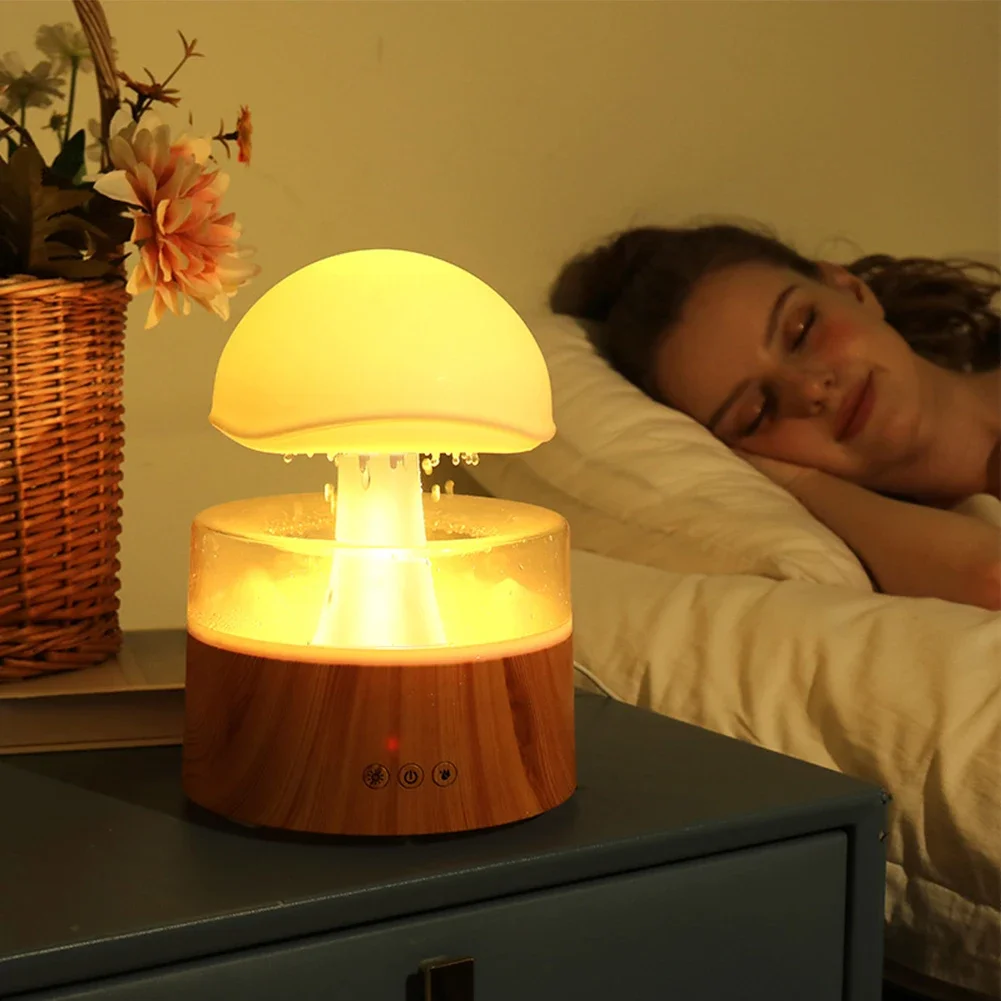 Mushroom-Cloud-Rain-Humidifier-Relaxing-Raindrop-Aromatherapy-Machine ...