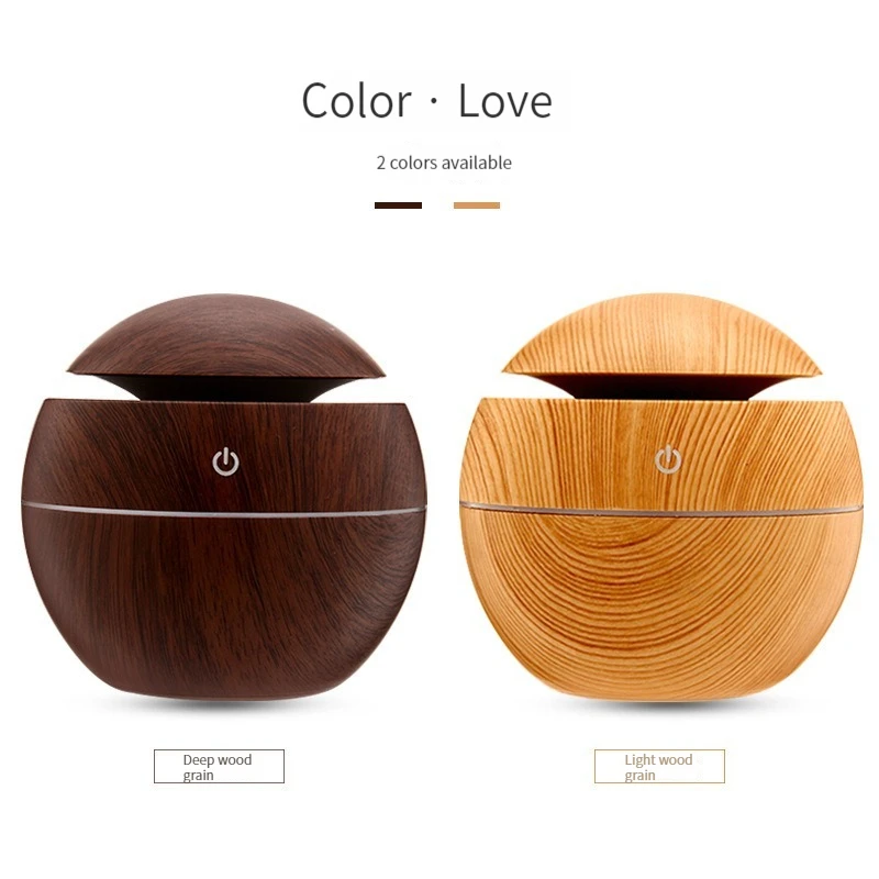 Wood grain vase humidifier Diffuser USB car office home colorful night ...