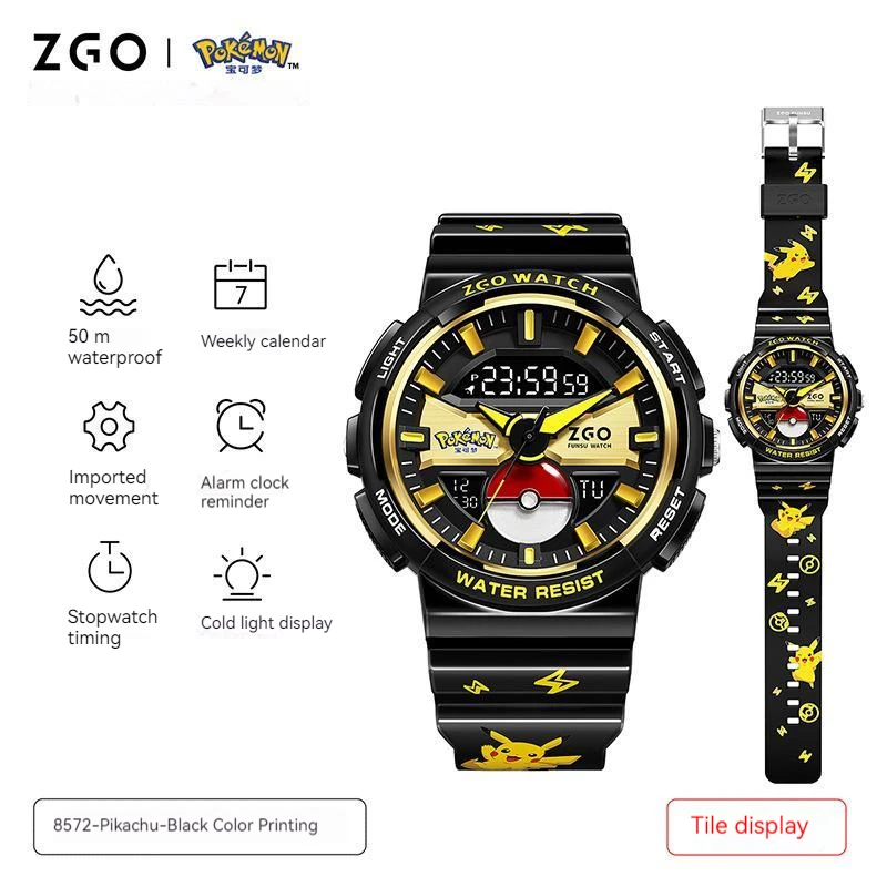 Original Pokemon Pikachu Joint Zgo Anime Watch Waterproof Luminous ...