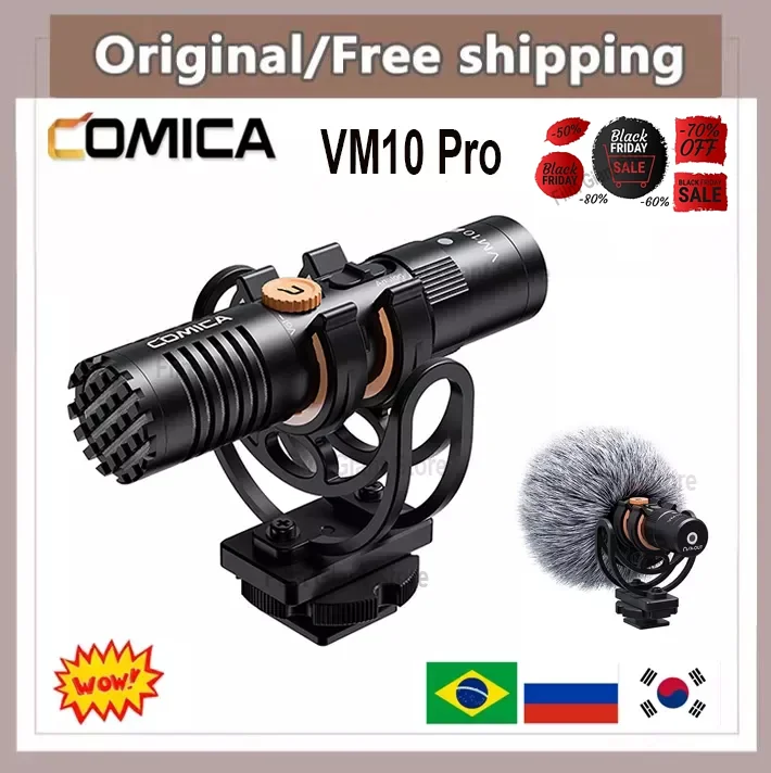 Comica VM10 Pro Camera Microphone with Shock Mount, Gain Control and ...