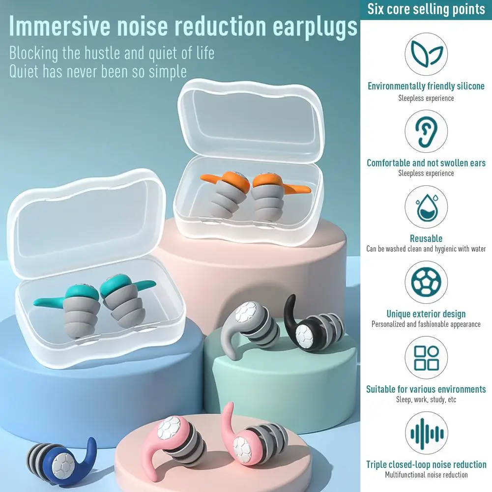 Silicone Ear Plugs With Cord Water Protection 2 Pairs Silicone Swimming ...