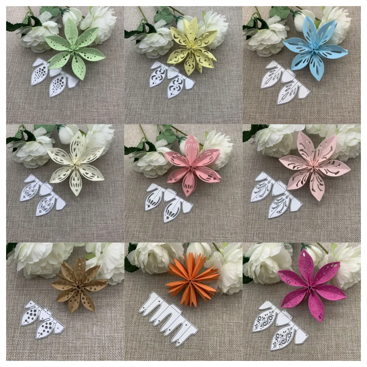 New Folded Flower Metal Cutting Dies Stencils For DIY Scrapbooking ...
