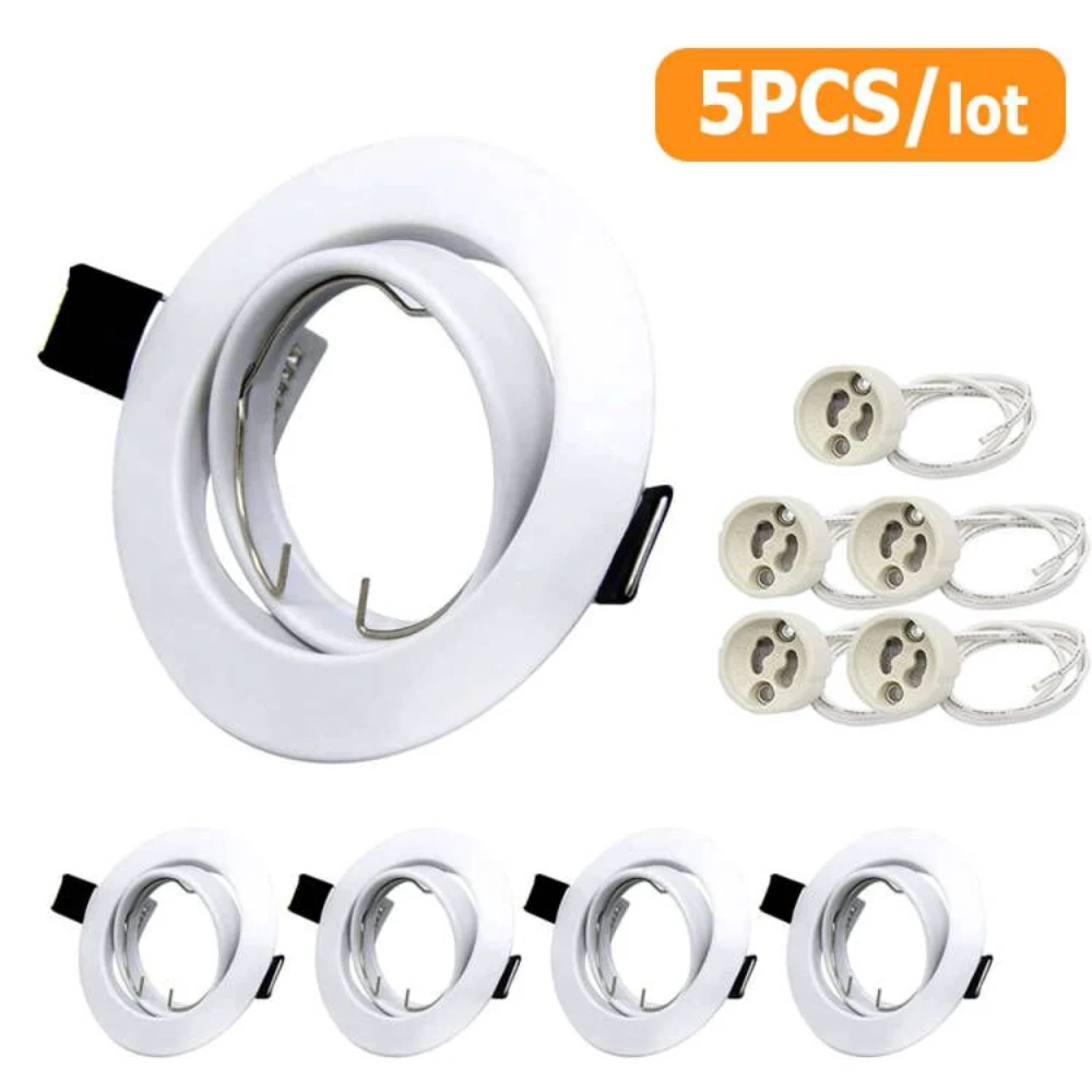 5pcs-Recessed-LED-Ceiling-Light-Fitting-Round-Adjustable-Frame-MR16 ...